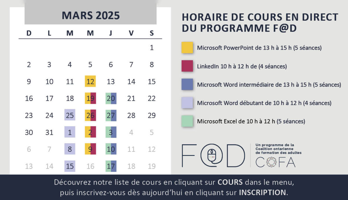 Cours - Le Programme de formation à distance (F@D)